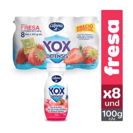 Alimento Lácteo Yox Alpina Con Defensis Sabor A Fresa Pet x 100gr x 8 ...