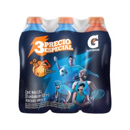 Bebida Gatorade Sabor A Frutas Tropicales Y Mora Azul X 500ml X 3 ...