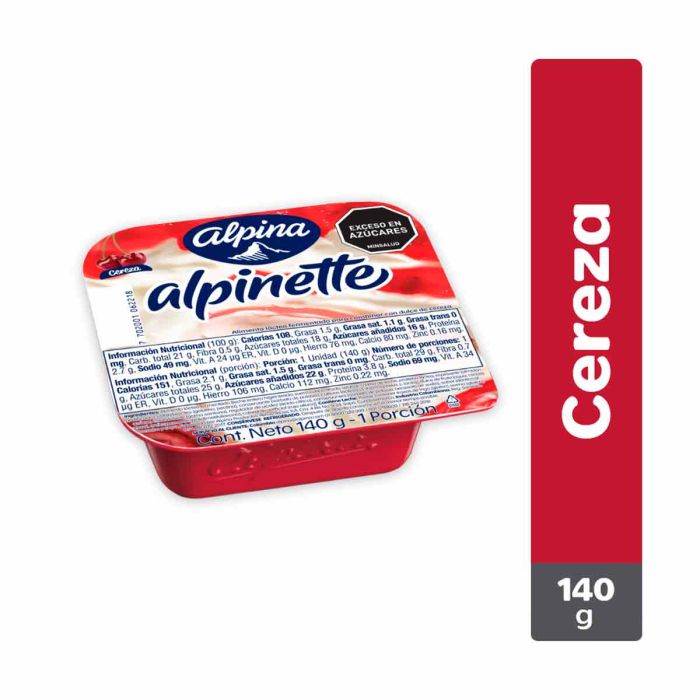Alimento Lácteo Con Dulce De Cereza Alpinette Alpina x 140gr - La Vaquita