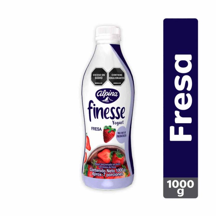 Yogurt Finesse 1000g Bot/probiot Fresa - La Vaquita
