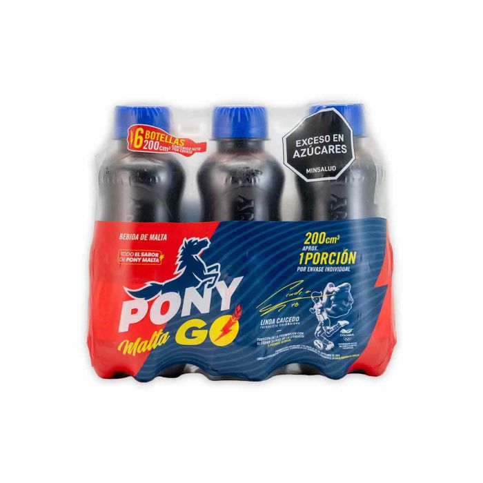 Bebida Pony Malta Mini Go Pet x 200ml x 6 Unidades - La Vaquita