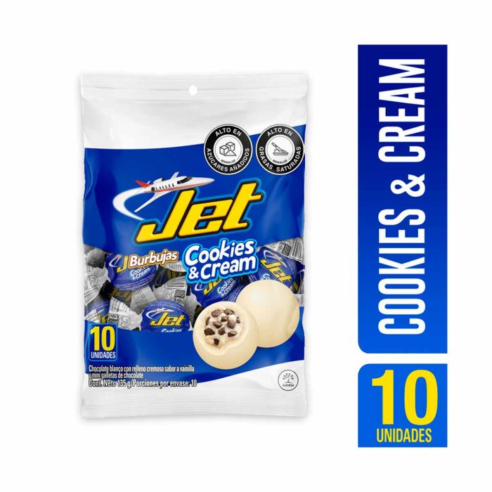Chocolate Jet Burbujas Cookies & Cream x 135gr x 10 Unidades - La Vaquita