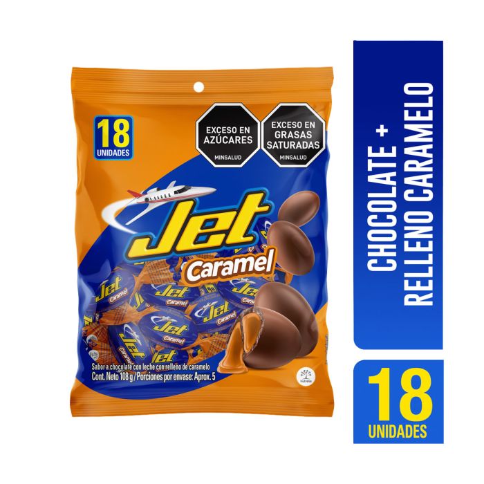 Chocolatina Jet Caramel Con Leche Relleno Sabor A Caramelo X 108gr X 18 ...