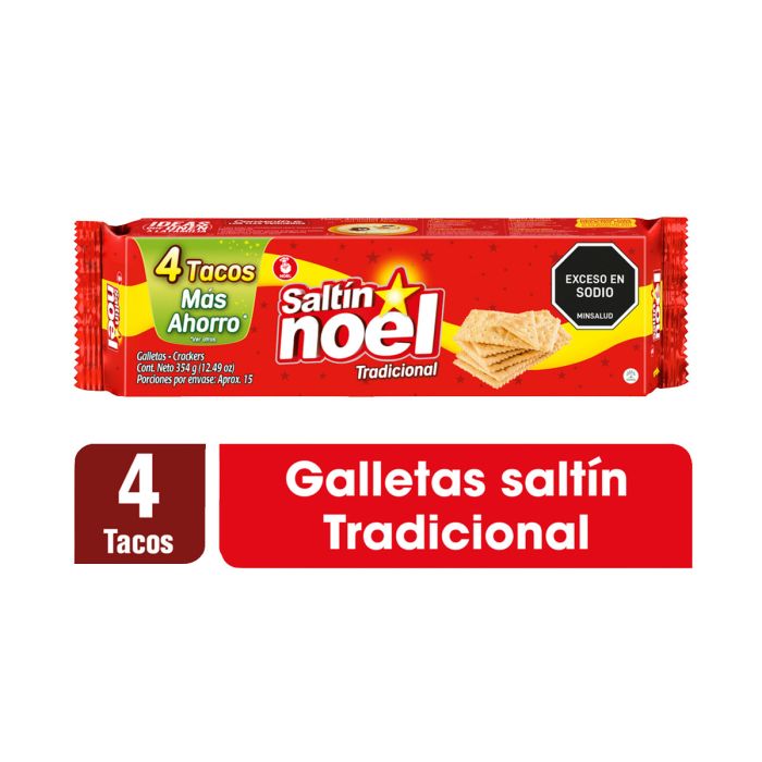 Galletas Saltín Noel Tradicional x 354gr x 4 Tacos - La Vaquita
