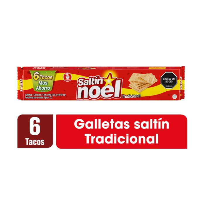 Galletas Saltín Noel Tradicional x 524gr x 6 Tacos - La Vaquita