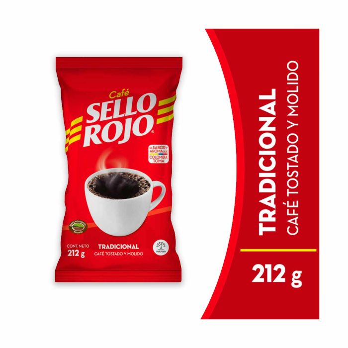 Café Sello Rojo Tostado Y Molido Tradicional Bolsa x 212gr - La Vaquita