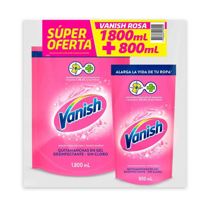 Desmanchador Gel Multiusos Vanish Ropa Color Doypack x 1800ml + 800ml Súper Oferta - La Vaquita