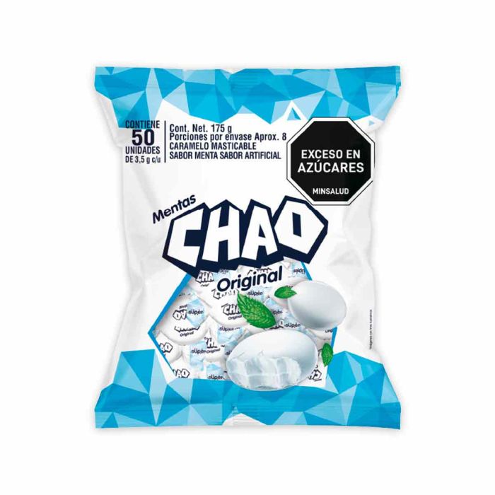 Caramelo Masticable Menta Chao Bolsa x 175gr x 50 Unidades - La Vaquita