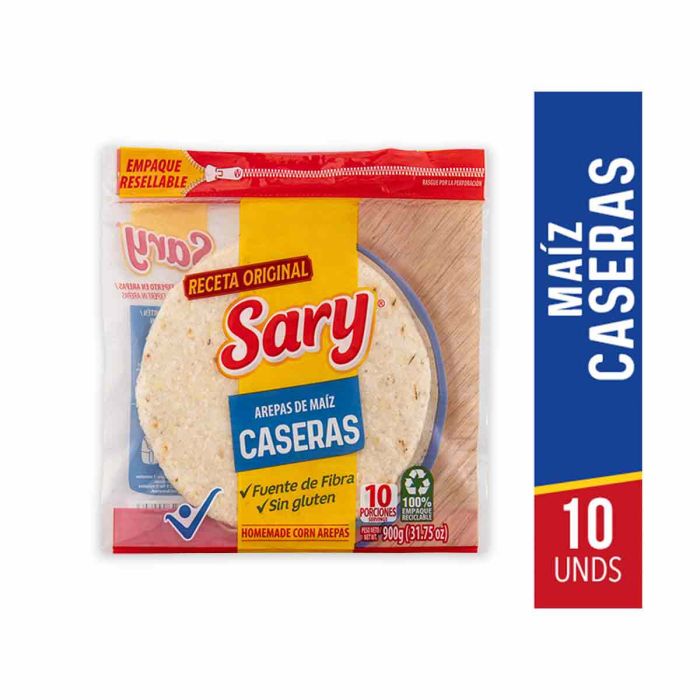Arepas De Maíz Blanco Caseras Sary Sin Gluten x 900gr x 10 Unidades ...
