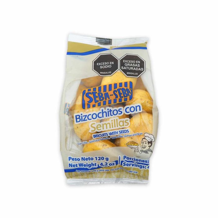 Bizcochitos Aliñados Seba Seba Con Chía, Salvado Y Sal Marina x 120gr - La Vaquita